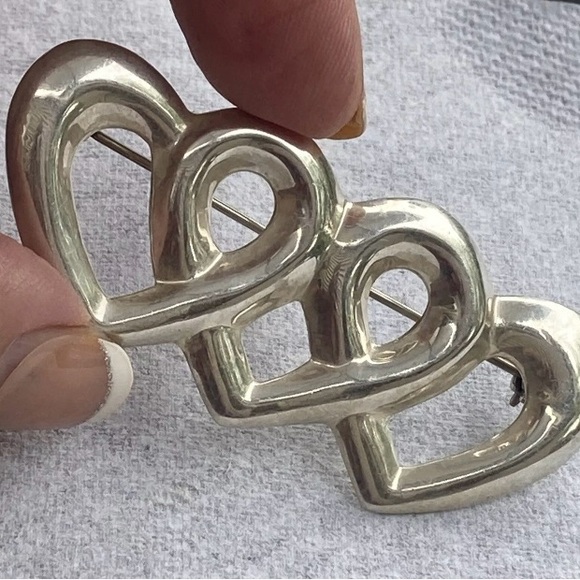 Jewelry | Vintage Signed Su 925 Thai Silver 3 Hearts Brooch Pin | Poshmark